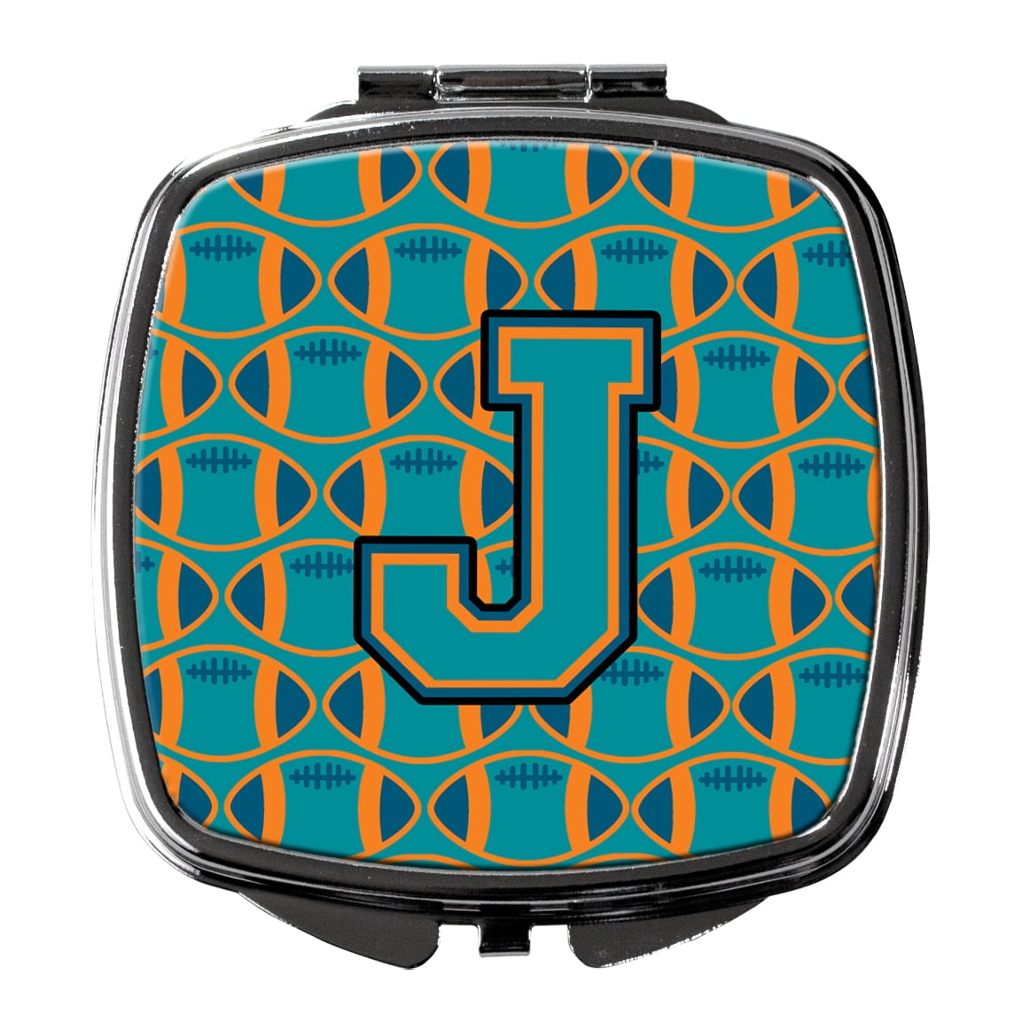 Letter J Football Aqua Orange and Marine Blue Compact Mirror CJ1063 ...