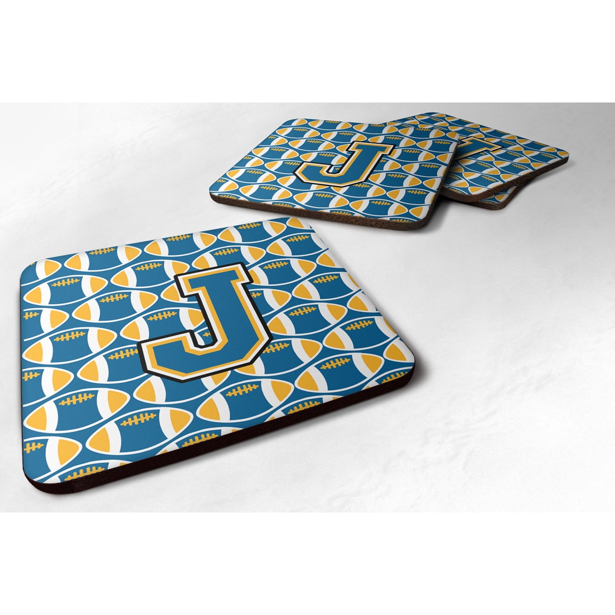 Letter J Football Blue and Gold Foam Coaster Set of 4 - Walmart.com