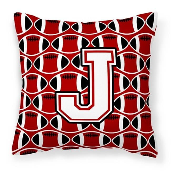 Letter J Football Cardinal & White Fabric Decorative Pillow - Cardinal ...