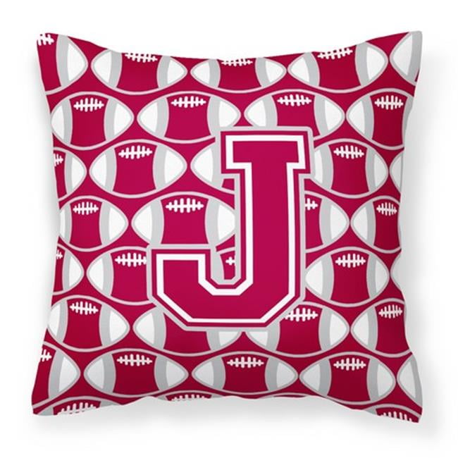 Letter J Football Crimson - Grey & White Fabric Decorative Pillow ...