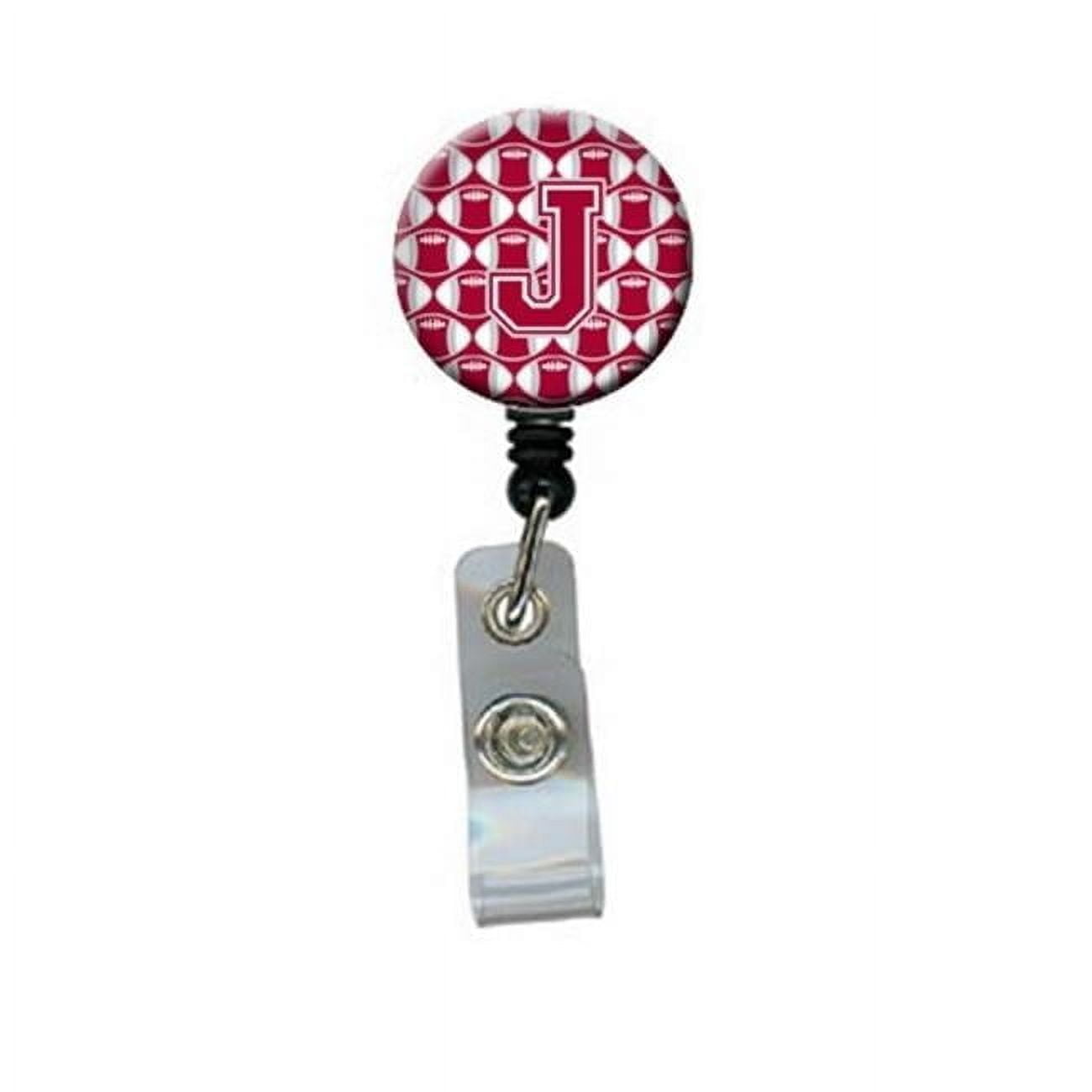 Letter J Football Crimson - Grey & White Retractable Badge Reel ...
