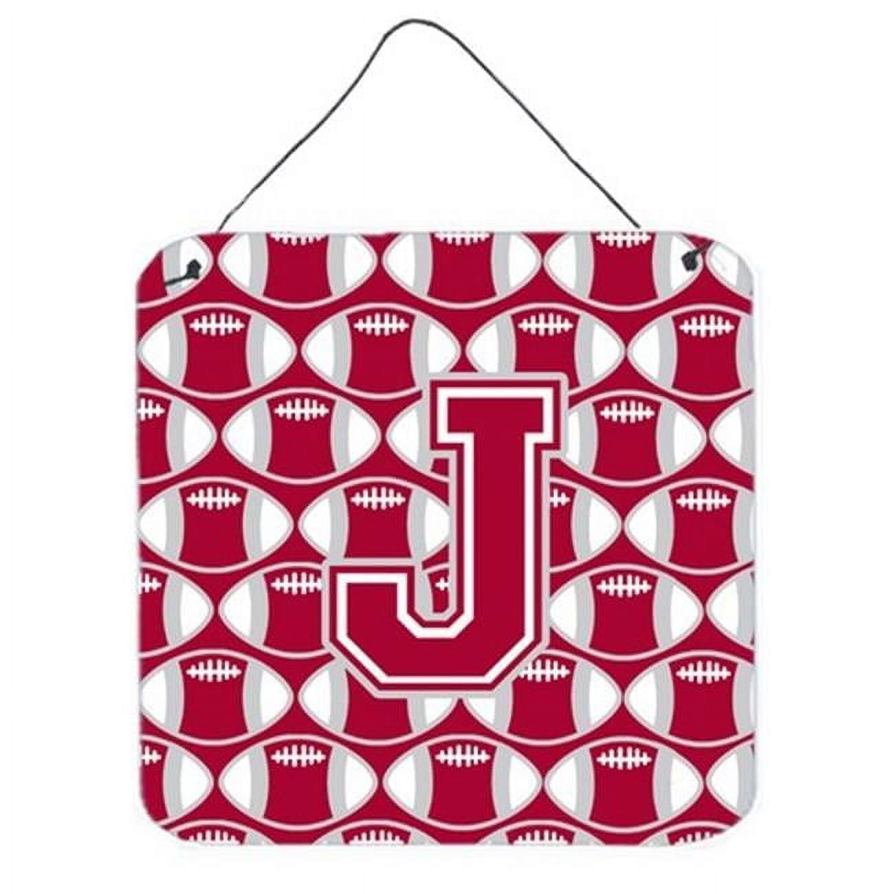 Letter J Football Crimson, Grey & White Wall or Door Hanging Prints ...