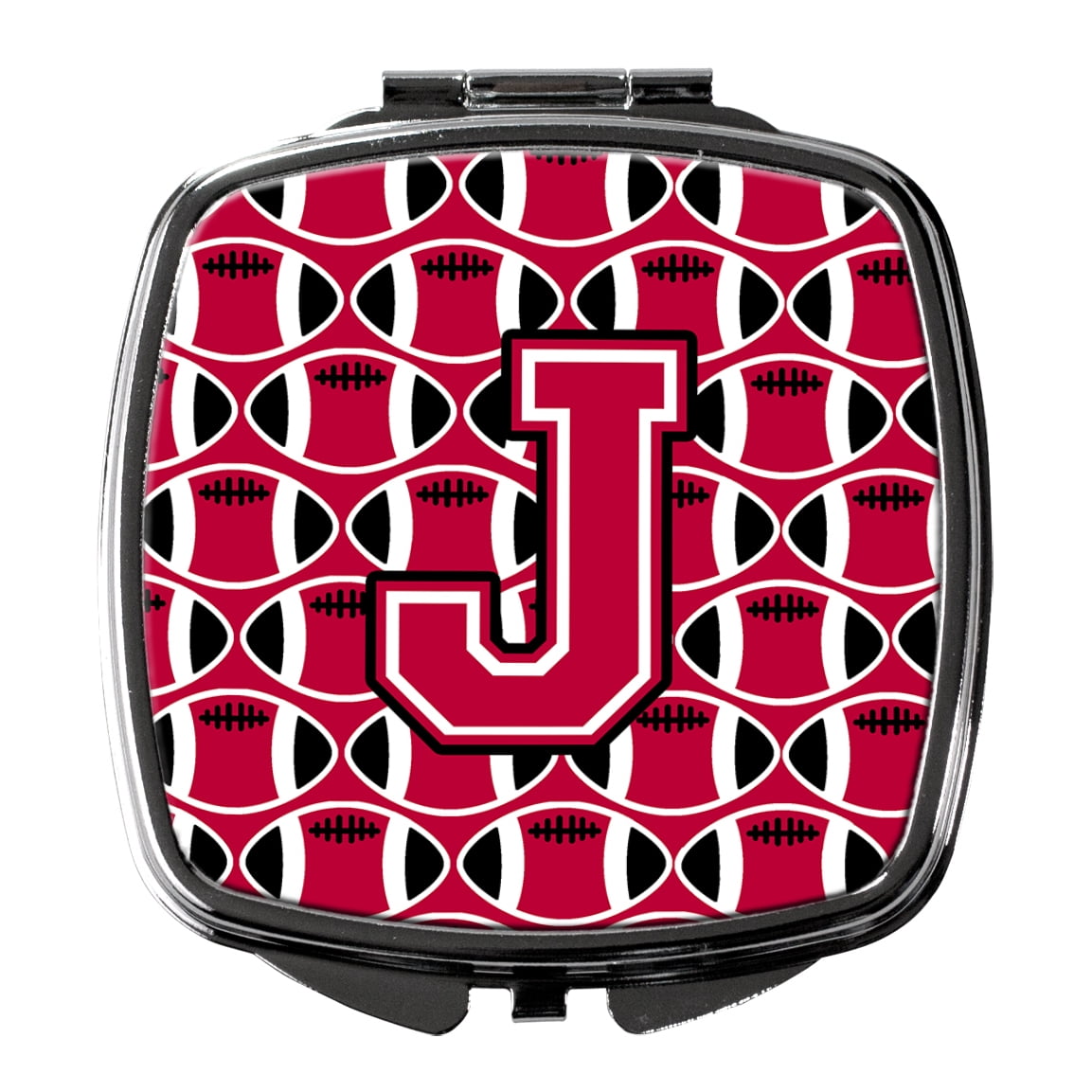 Letter J Football Crimson and White Compact Mirror CJ1079-JSCM ...