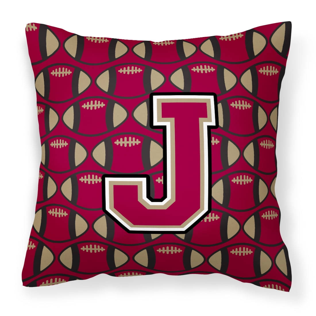 Letter J Football Garnet and Gold Fabric Decorative Pillow - Walmart.com