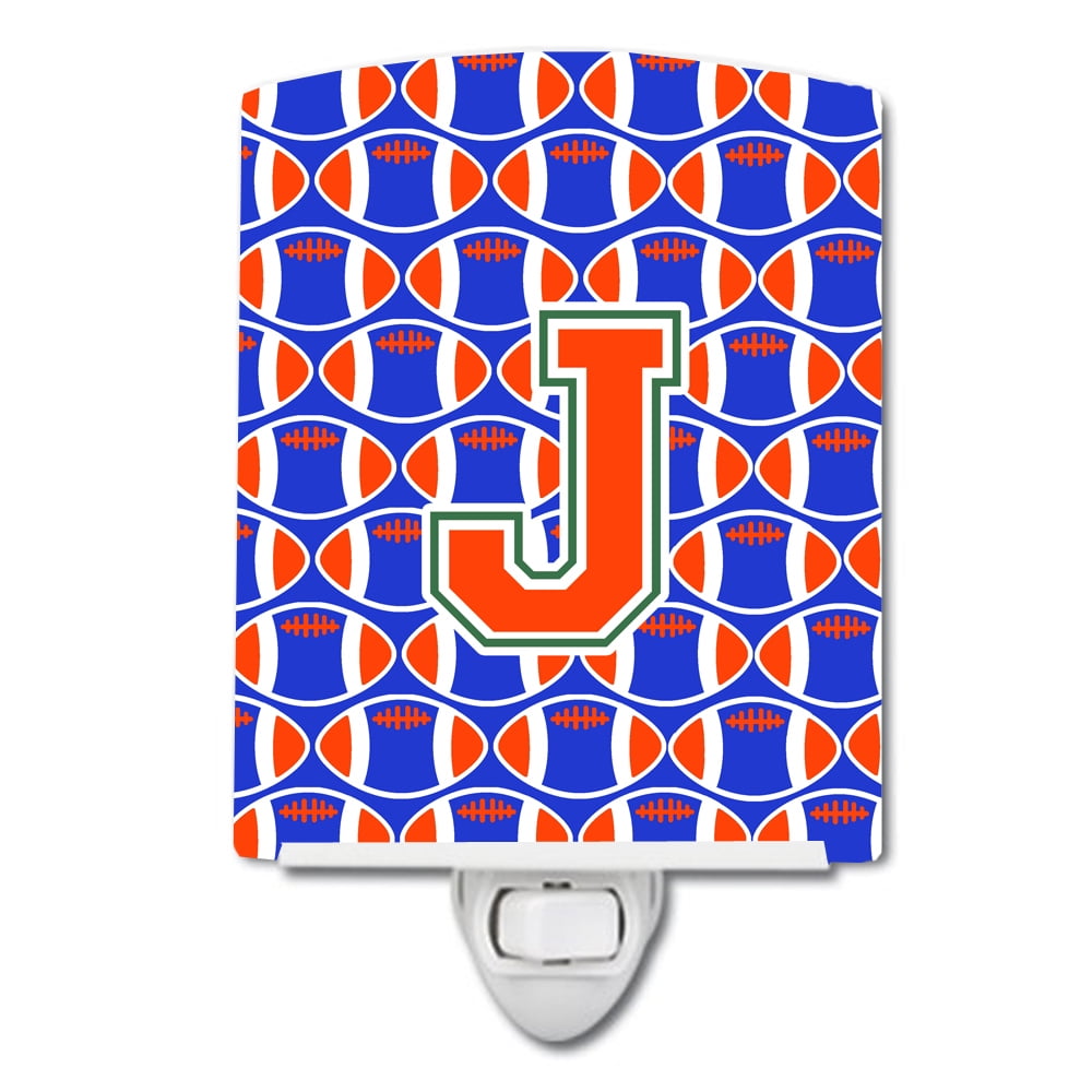 Letter J Football Green, Blue and Orange Ceramic Night Light - Walmart.com