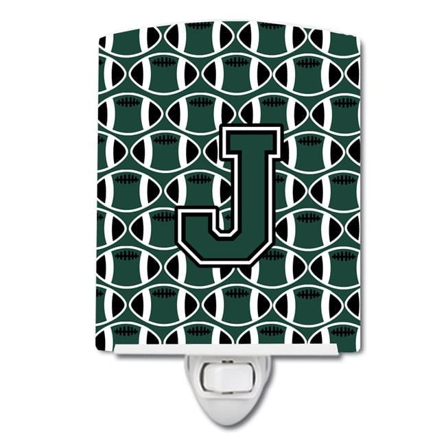 Letter J Football Green & White Ceramic Night Light - Walmart.com