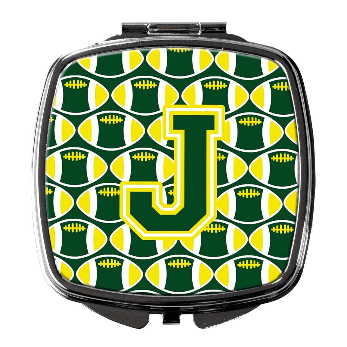 Letter J Football Green and Yellow Compact Mirror CJ1075-JSCM - Walmart.com