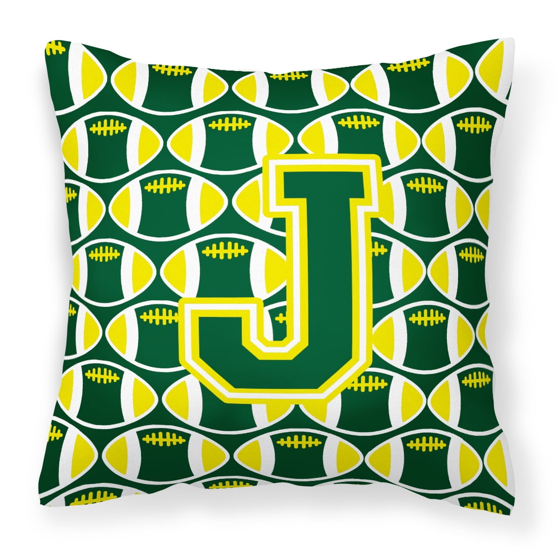 Letter J Football Green and Yellow Fabric Decorative Pillow - Walmart.com