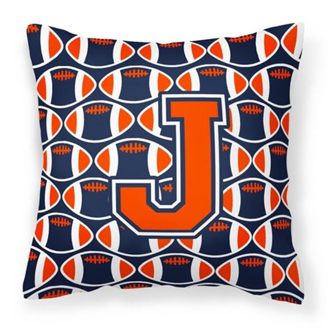 Letter J Football Orange - Blue & White Fabric Decorative Pillow ...
