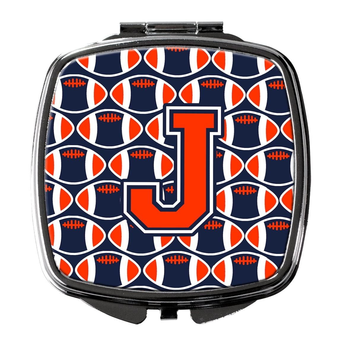 Letter J Football Orange Blue and white Compact Mirror CJ1066-JSCM ...