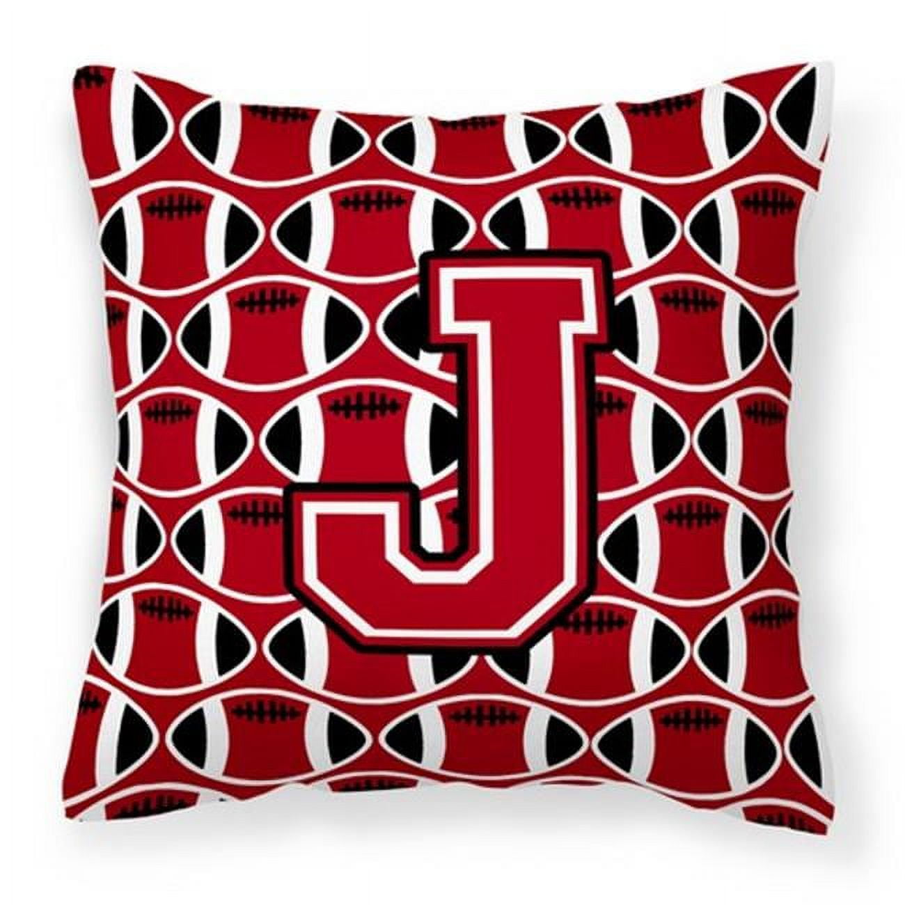 Letter J Football Red - Black & White Fabric Decorative Pillow ...