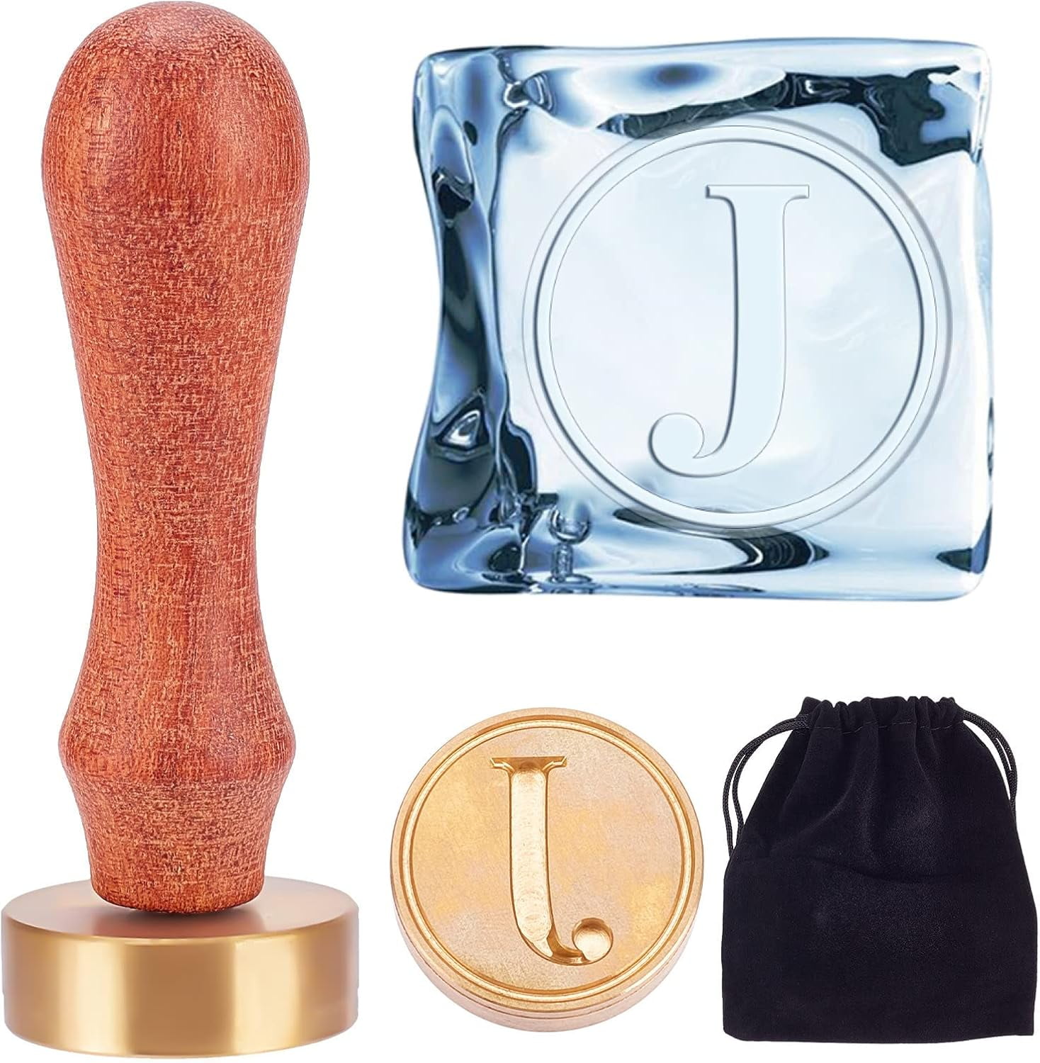 Letter J Ice Stamp Ice Cube Stamp with Removable Brass Head & Wood ...