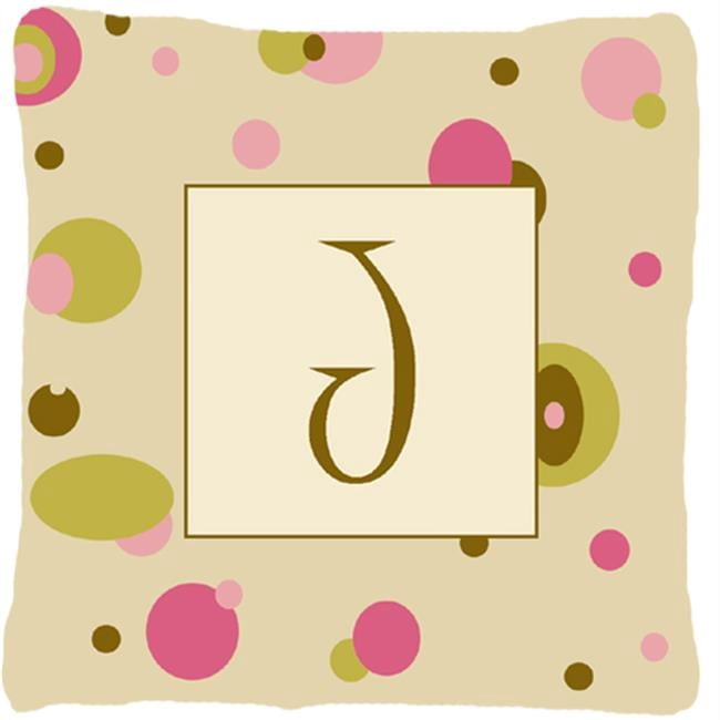 Letter J Initial Monogram - Tan Dots Indoor & Outdoor Fabric Decorative ...