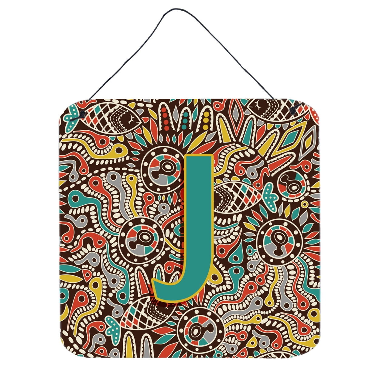 Letter J Retro Tribal Alphabet Initial Wall or Door Hanging Prints ...