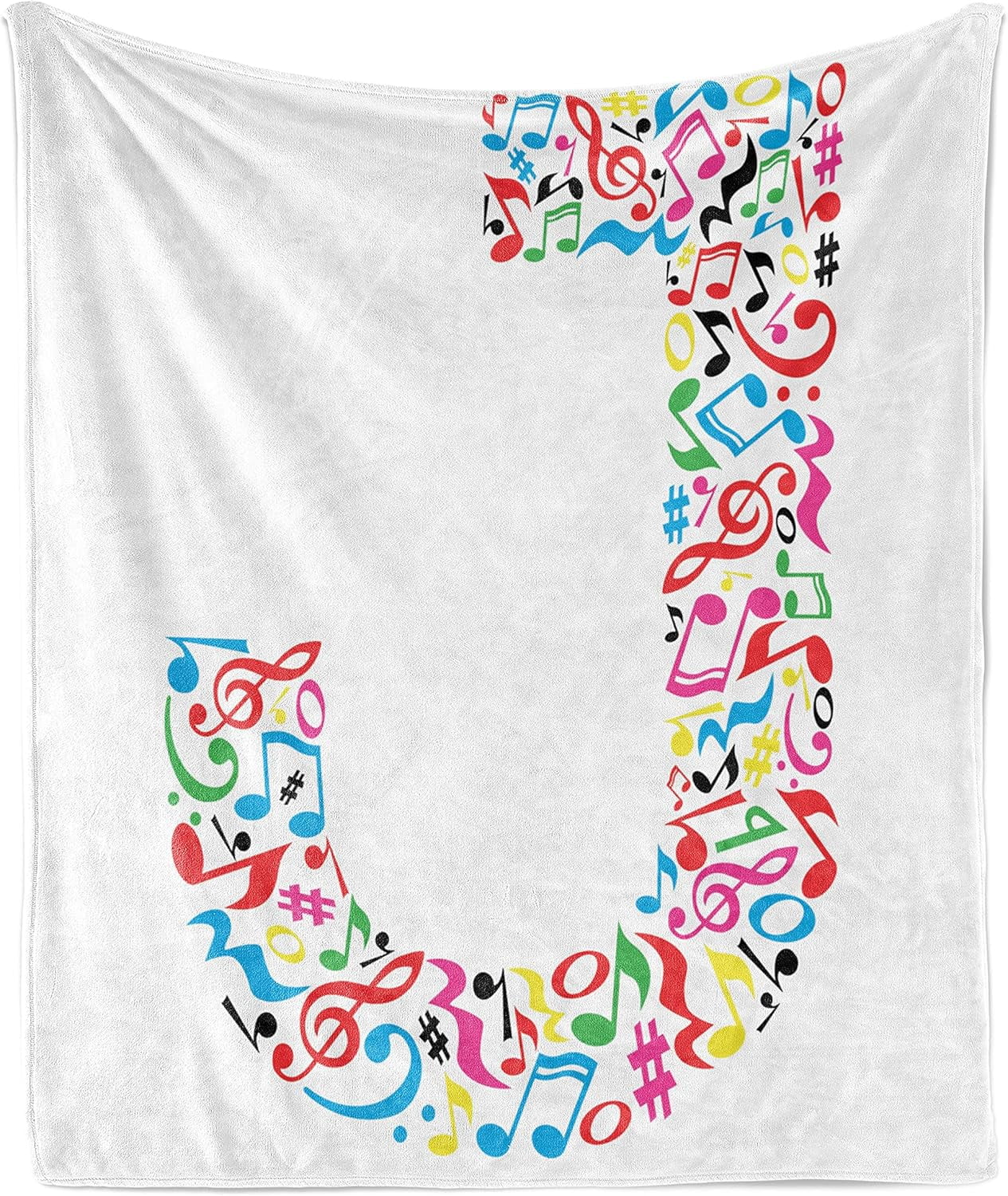 Letter J Throw Blanket, J Typography in Design Musical Notes Graphic ...