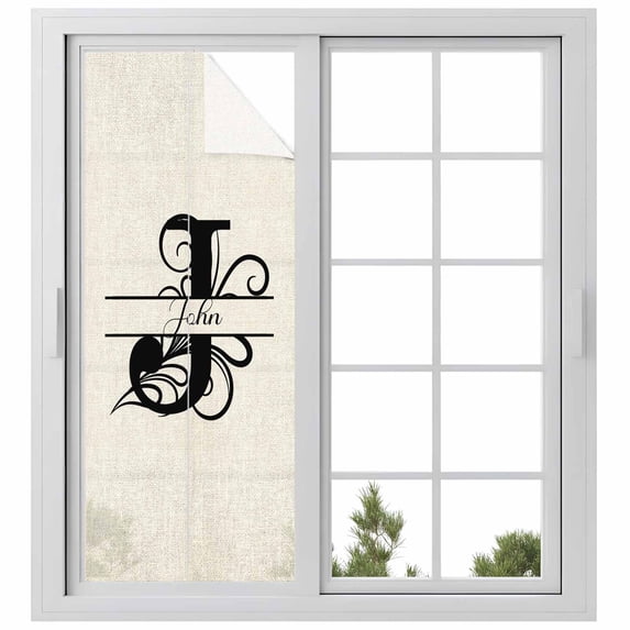 Letter J Window Privacy Film, Monogram Words Static Cling UV Sun ...