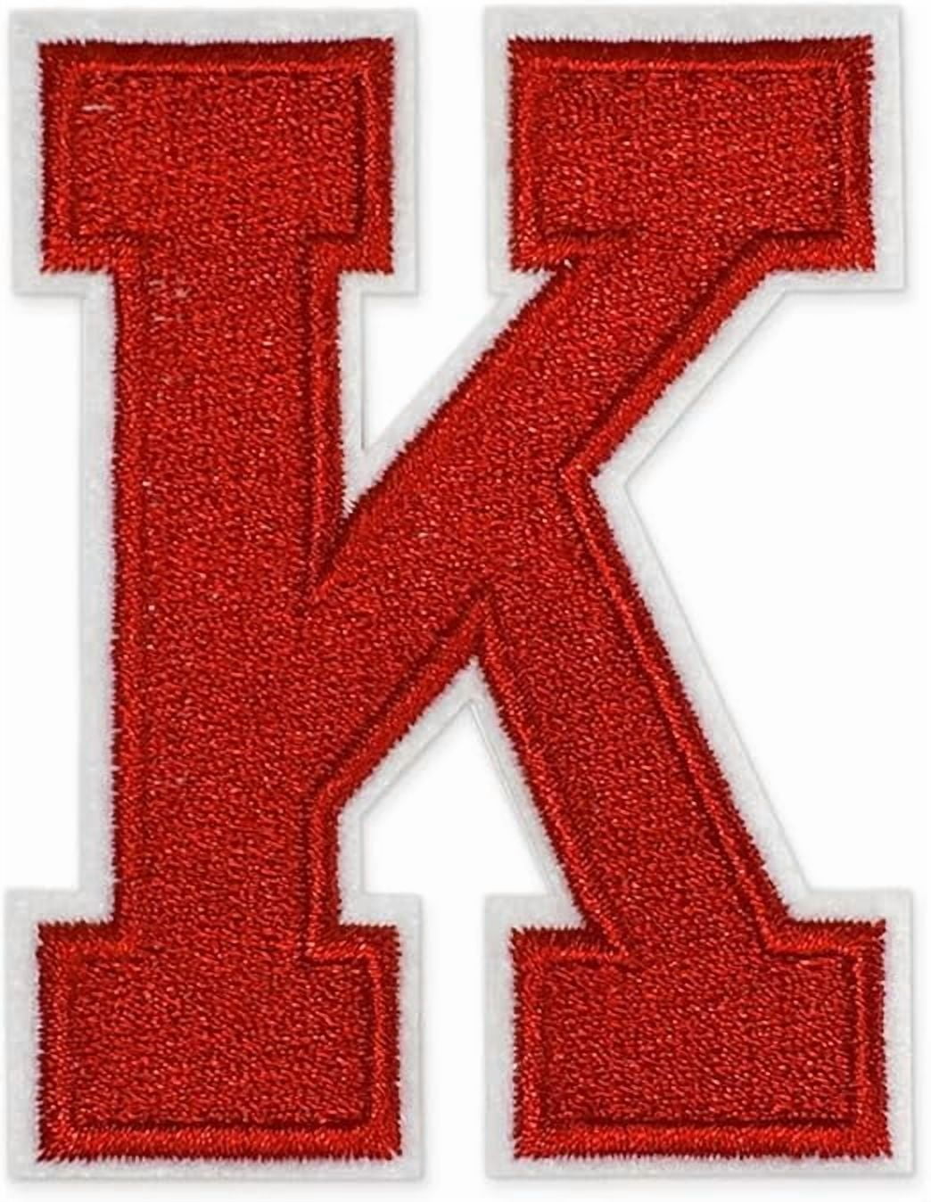 Letter K - 3" Embroidered Iron-on Letter Patches with Glue Back, Alphabet Applique Patches, 1 pc ...