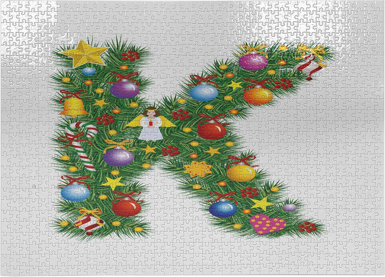 Letter K Colorful Christmas Pine Tree Letter with Bauble Candy and ...
