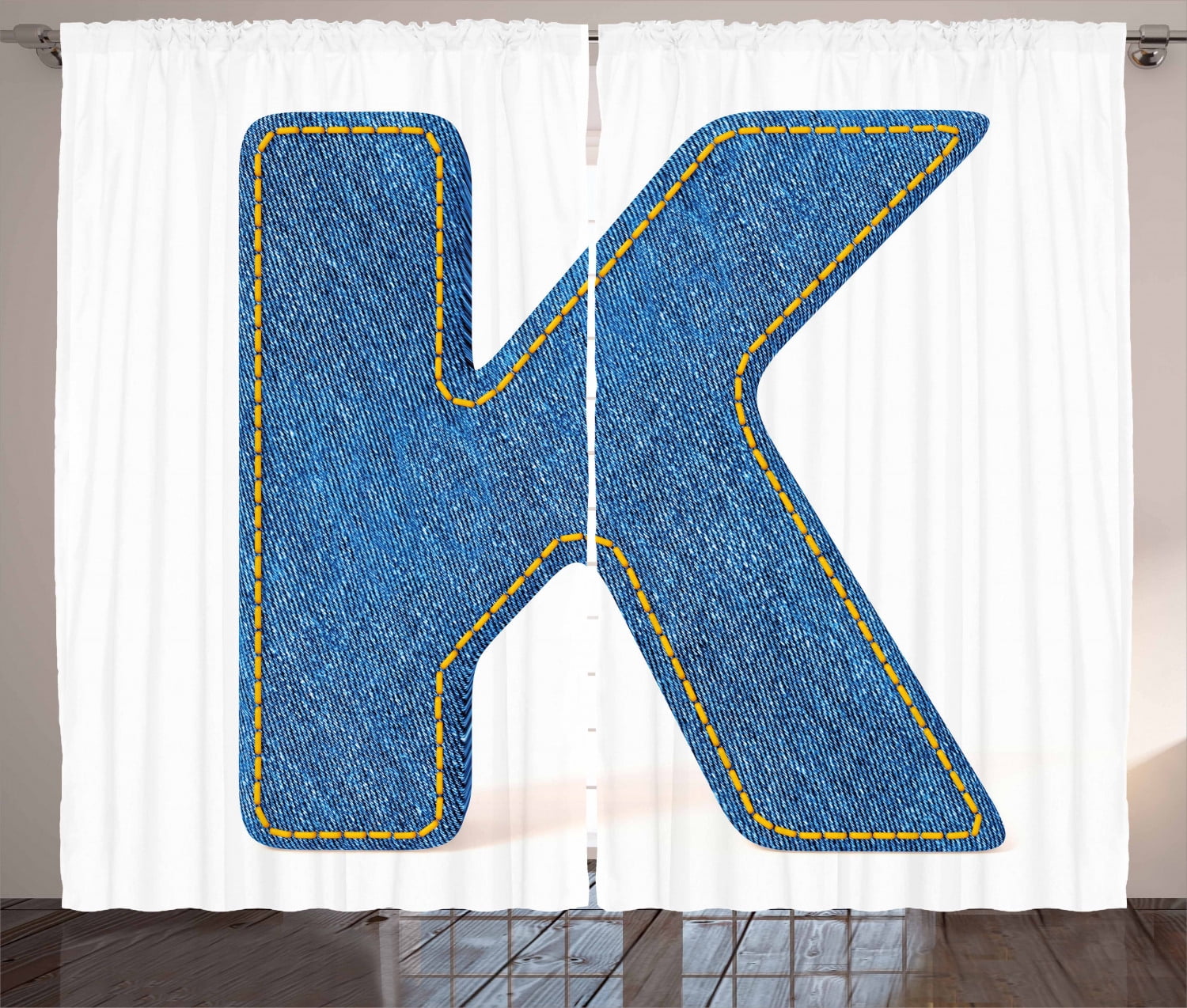 Ambesonne Letter K Curtains 2 Panel Set, Alphabet Font Style, 108" x 84 ...