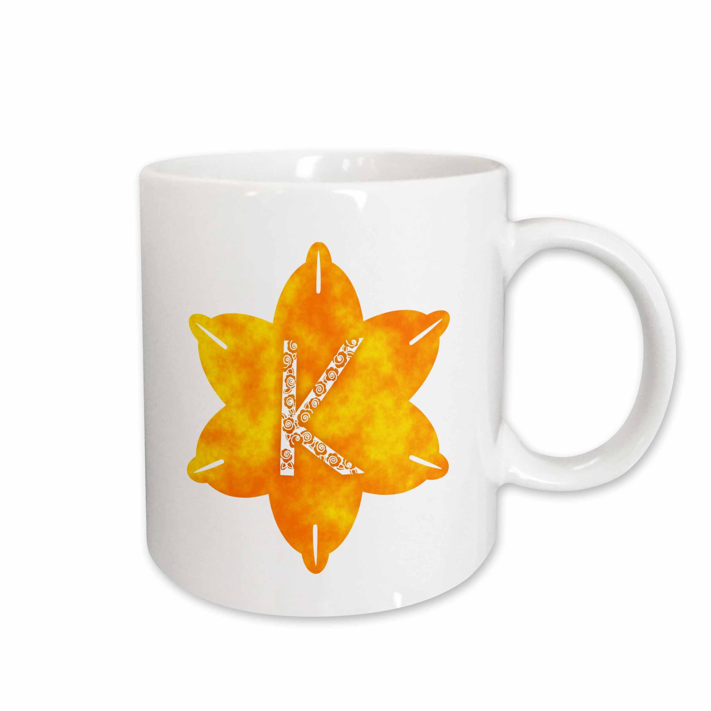 3drose, Letter K- Golden Yellow Daffodil Monogram, 15oz Mug - Walmart.com