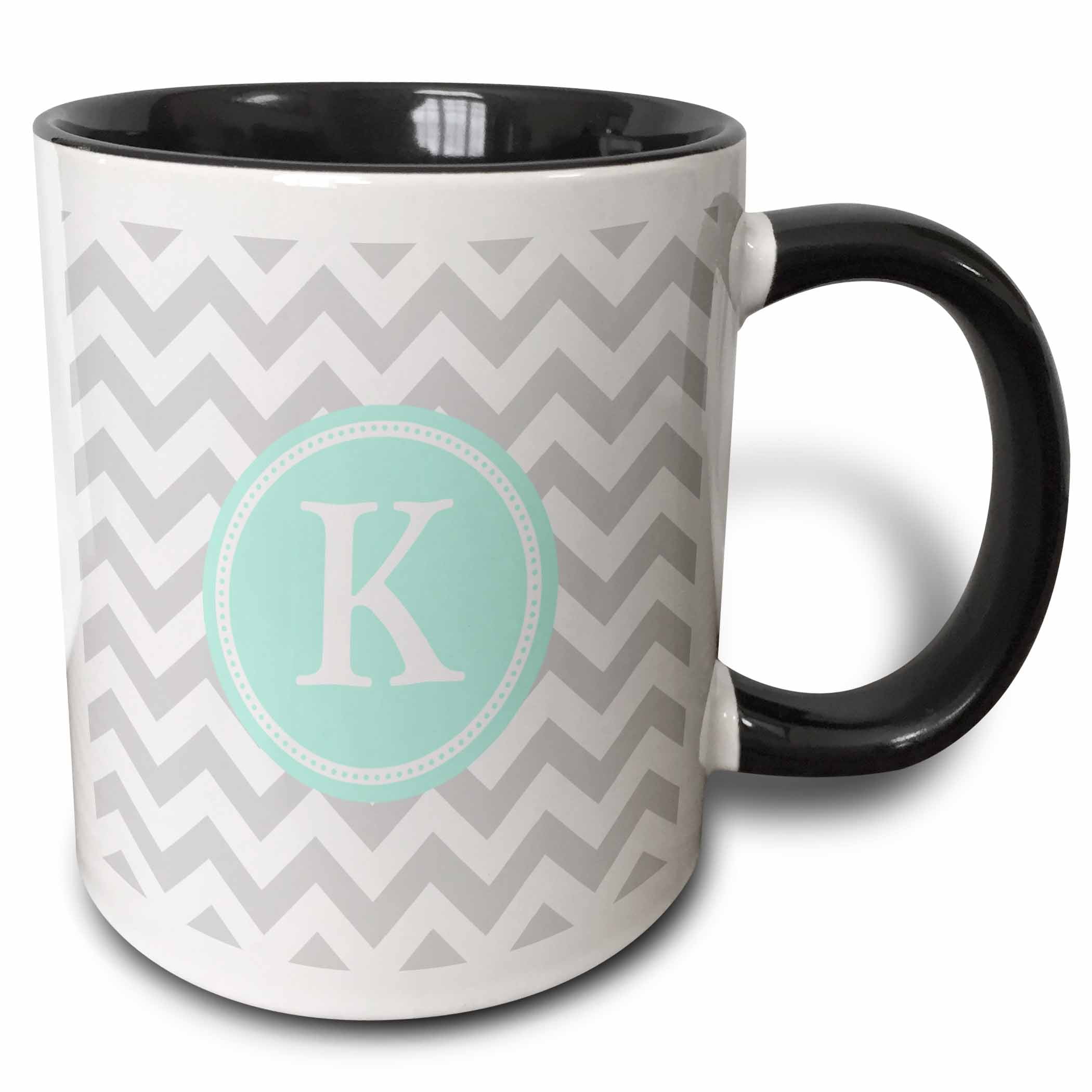 3drose, Letter K Grey and White Chevron with Mint Monogram Personal ...