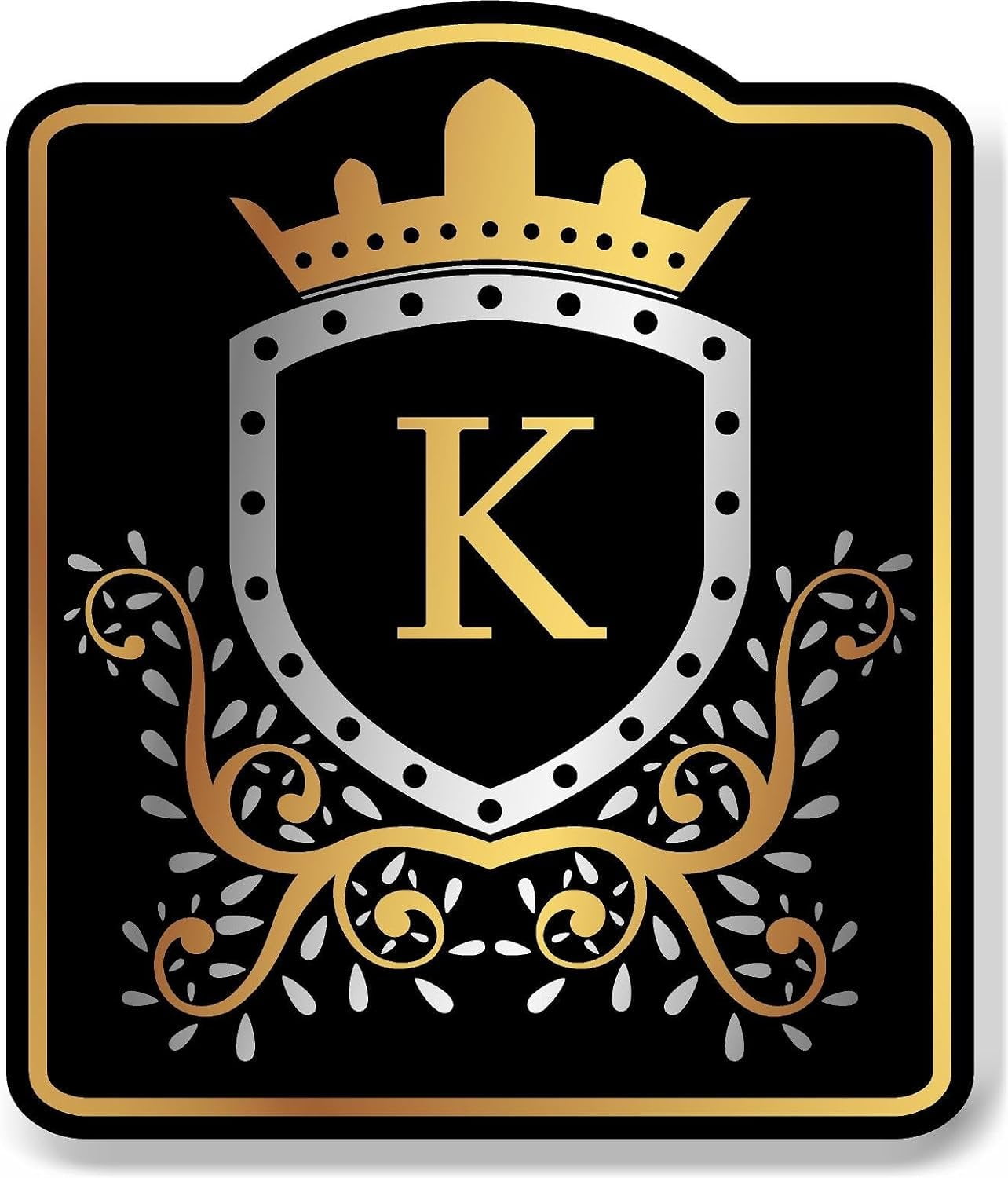 Letter K Initial Fancy Gold Crown BLACK Aluminum Composite Sign 15''x18 ...