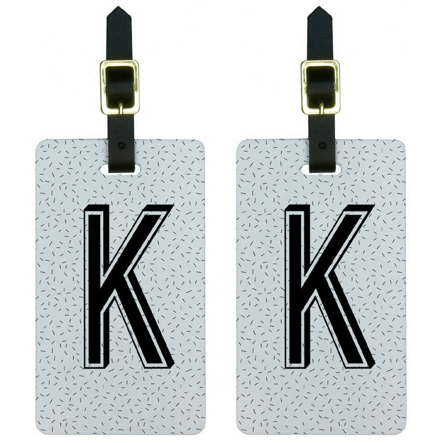Letter K Initial Sprinkles Black White Luggage Tags Suitcase ID, Set of ...