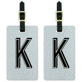 Letter K Initial Sprinkles Black White Luggage Tags Suitcase ID, Set of ...