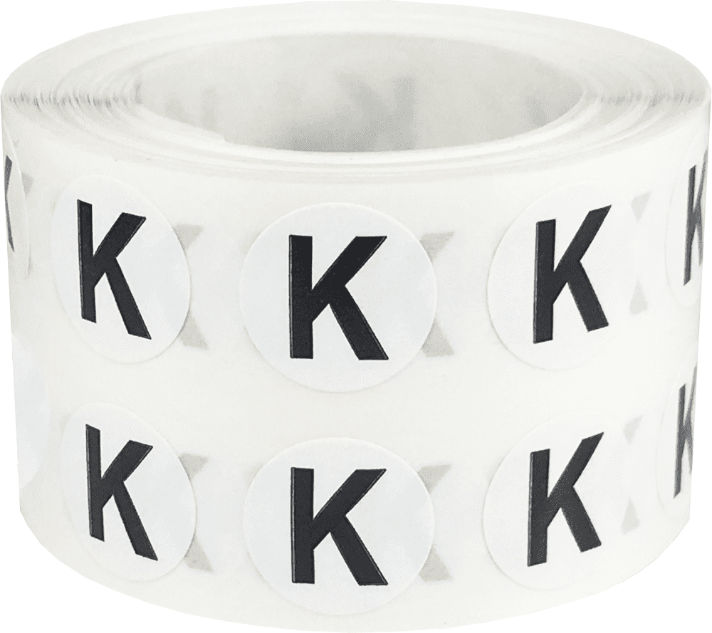 Letter K Inventory Labels .5 Inch Round Circle Dots 1,000 Adhesive ...