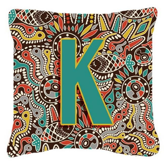 Letter K Retro Tribal Alphabet Initial Canvas Fabric Decorative Pillow ...