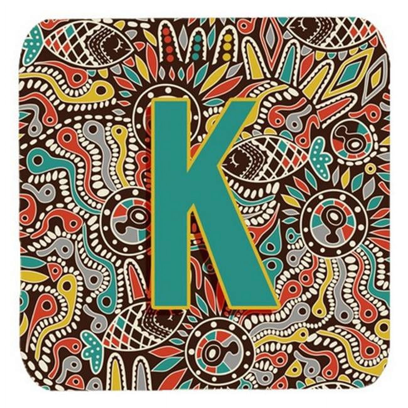 Letter K Retro Tribal Alphabet Initial Foam Coasters- Set Of 4 ...