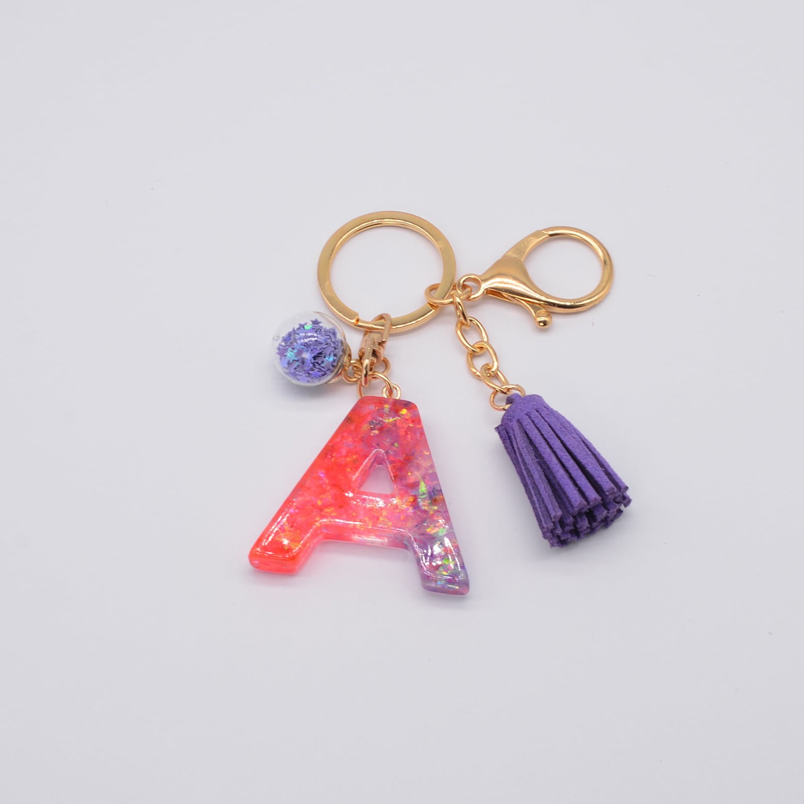 Letter Keychain A,1 × Keychain,Resin Glittering Letter Keychain, Color ...