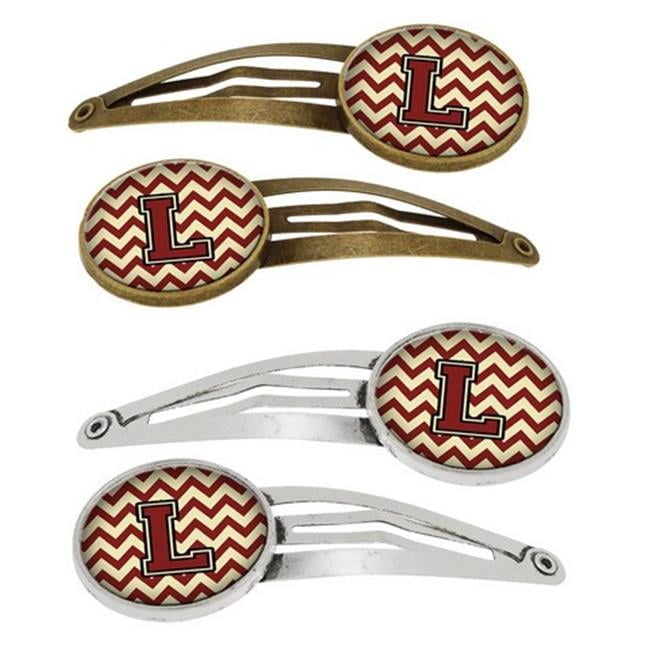 Letter L Chevron Maroon & Gold Barrettes Hair Clips - Walmart.com