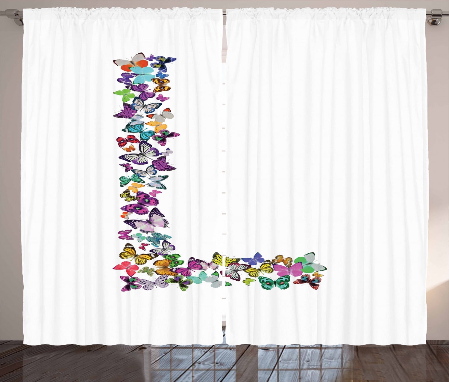 Ambesonne Letter L Curtains 2 Panel Set, Vibrant Colored Animal, 108" x ...