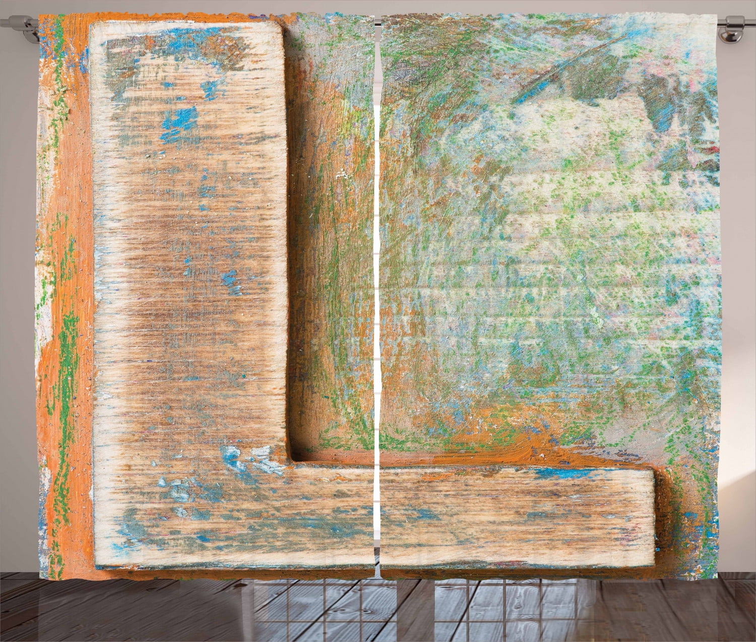 Ambesonne Letter L Curtains 2 Panel Set, Timeworn Typography L, 108" x ...