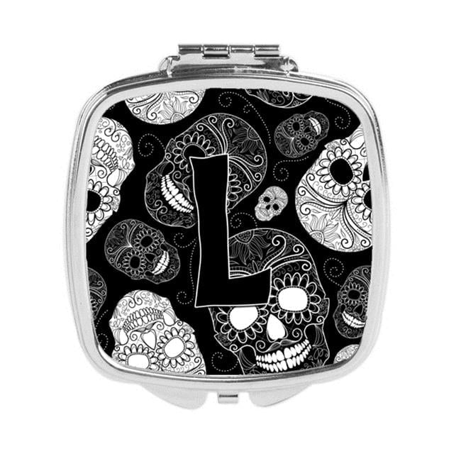 Letter L Day of the Dead Skulls Black Compact Mirror - Walmart.com