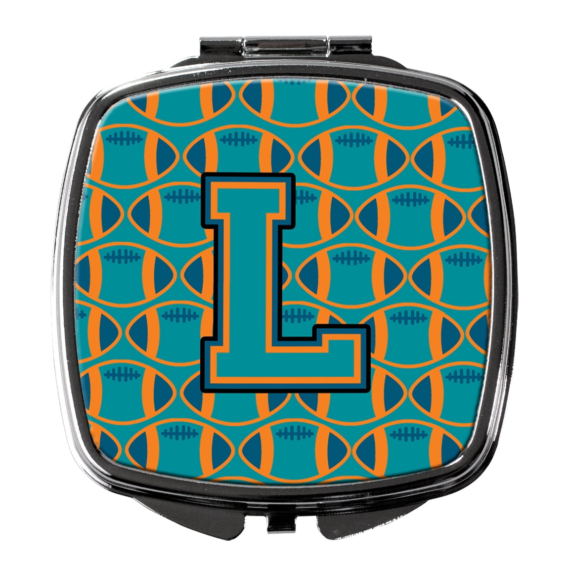 Letter L Football Aqua Orange and Marine Blue Compact Mirror CJ1063 ...