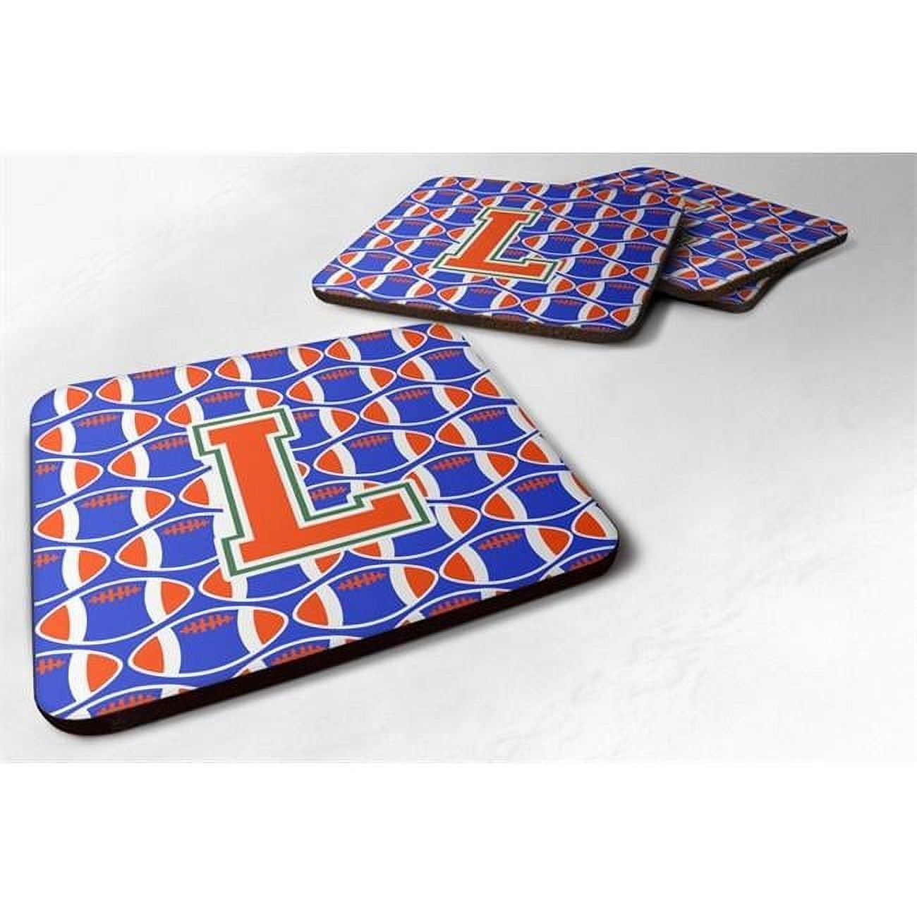 Letter L Football Green - Blue & Orange Foam Coaster - Set of 4 ...