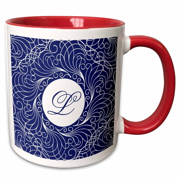 3drose, Letter L- Girly Swirly Monogram with Graceful Curves in Blue ...