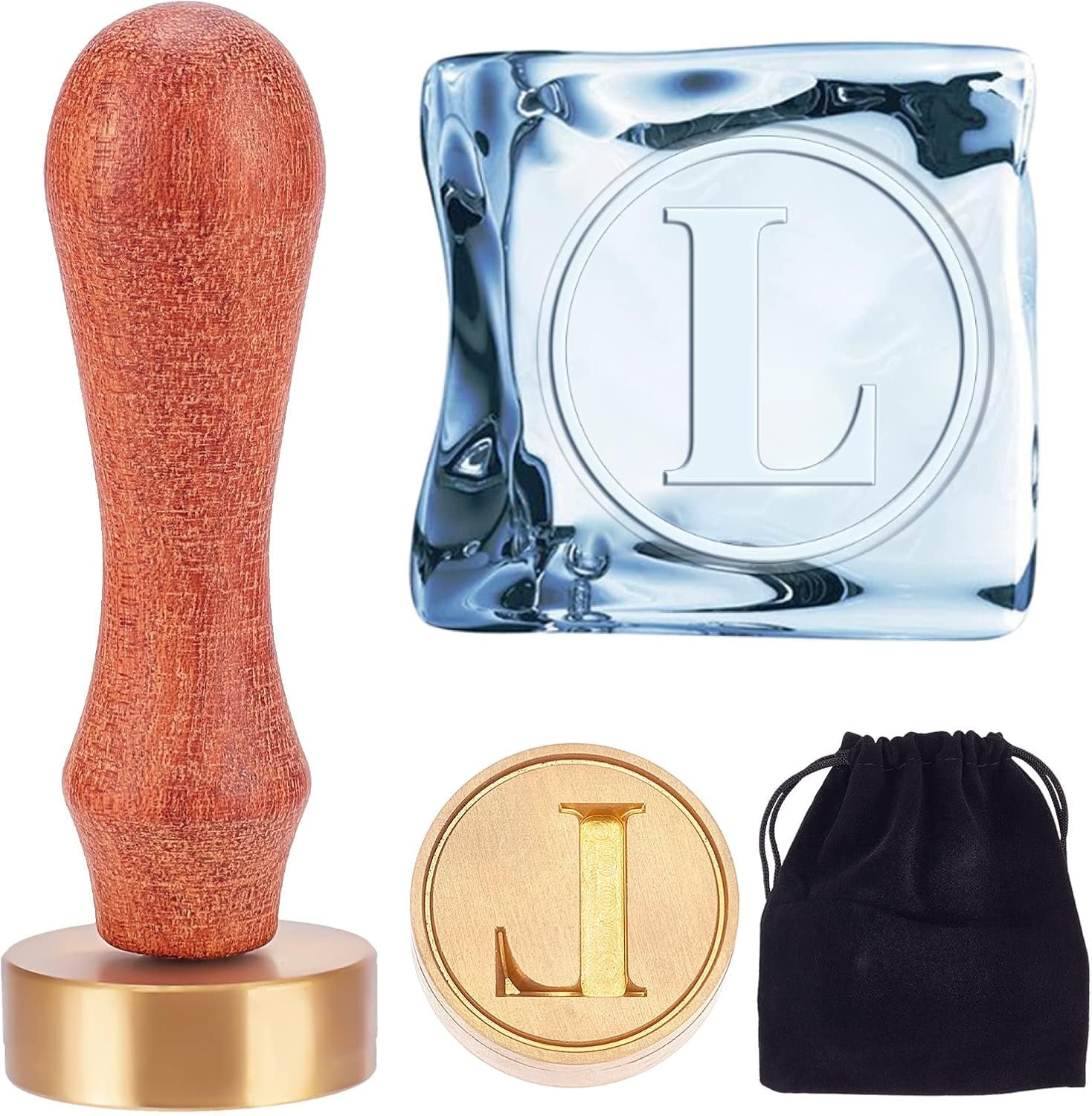 Letter L Ice Stamp Ice Cube Stamp with Removable Brass Head Wood Handle ...