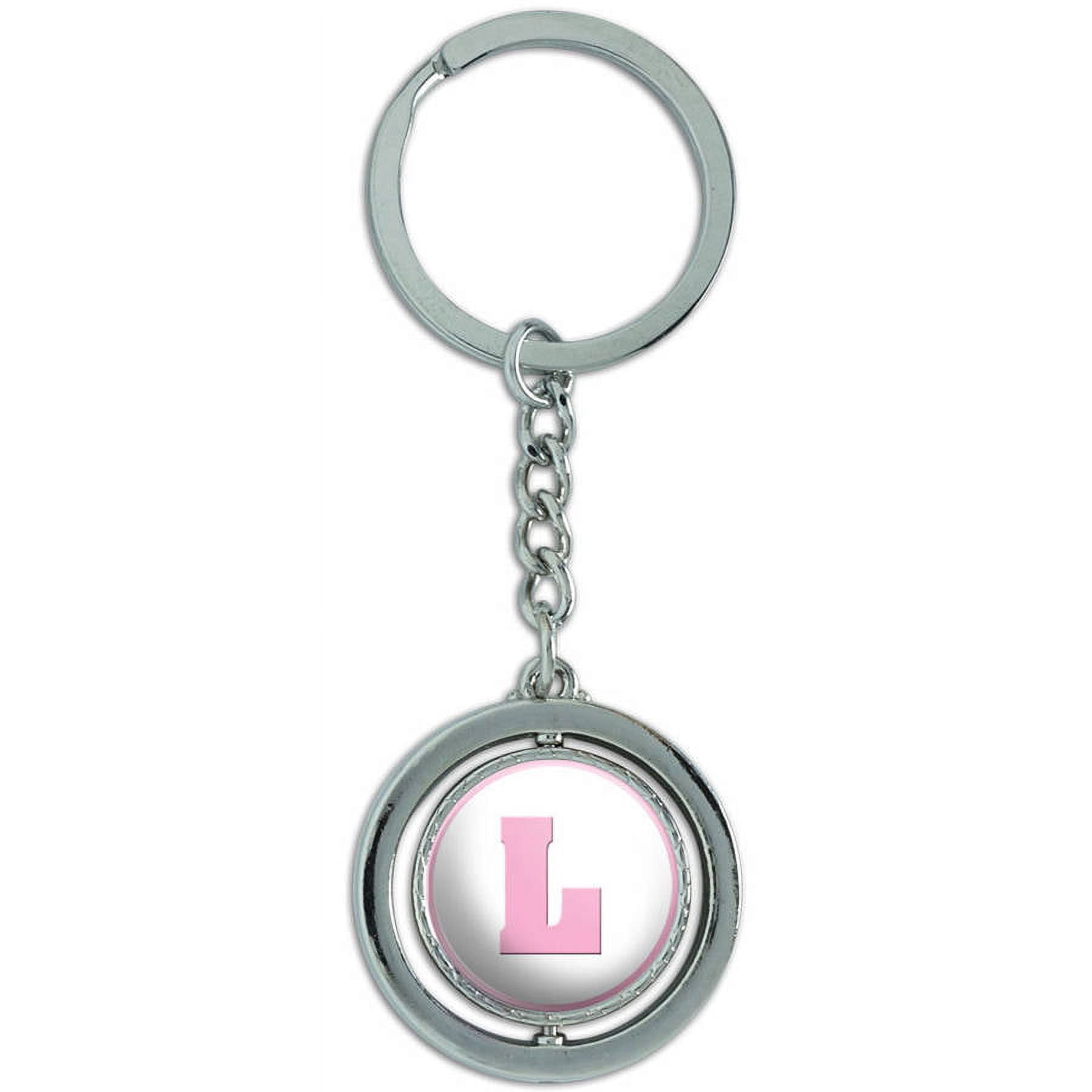Letter L Initial Baby Girl Block Font Pink Shower Spinning Round Metal ...
