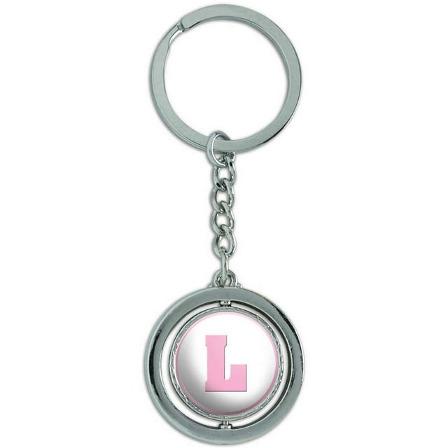 Letter L Initial Baby Girl Block Font Pink Shower Spinning Round Metal ...