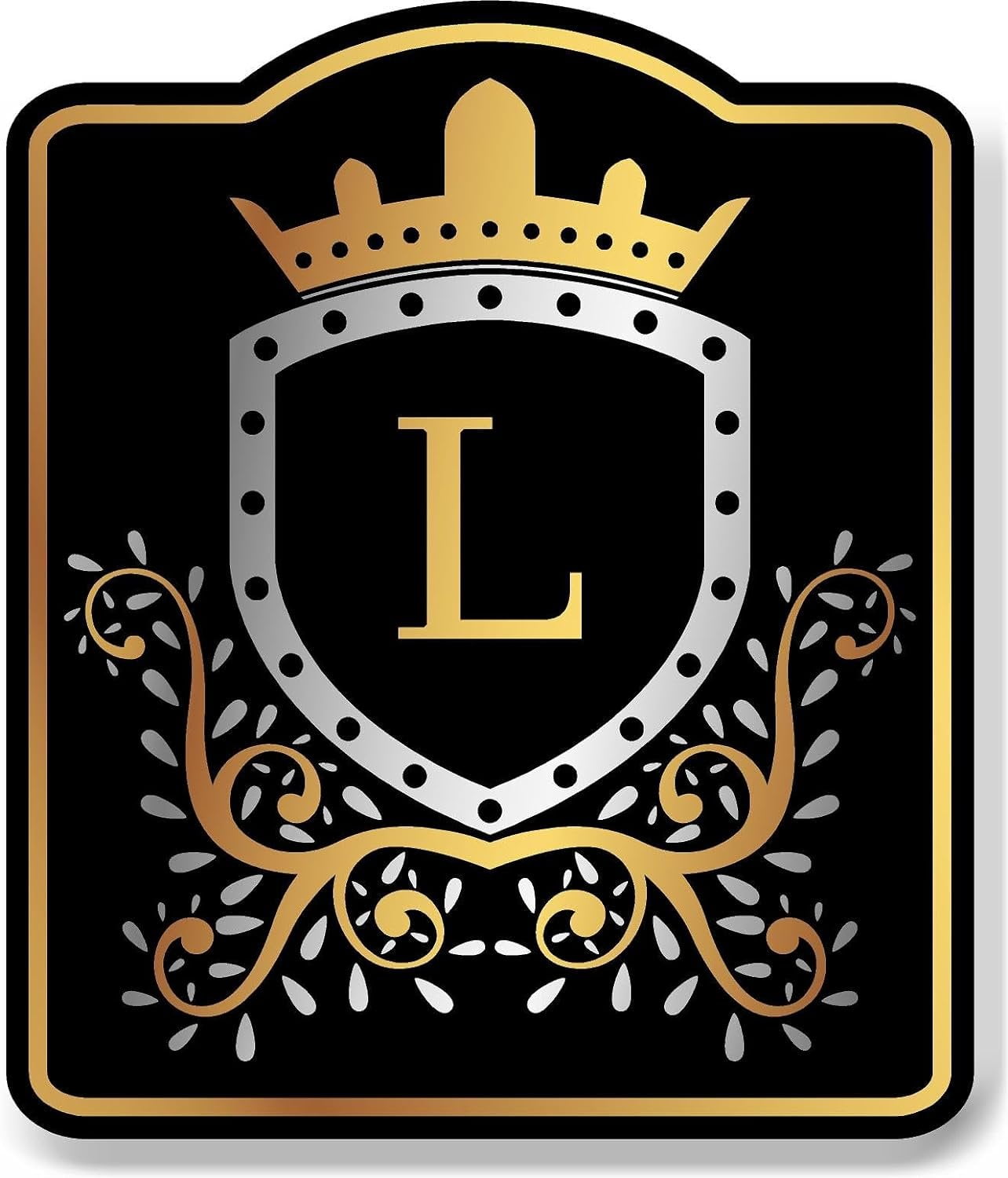 Letter L Initial Fancy Gold Crown BLACK Aluminum Composite Sign 20''x24 ...