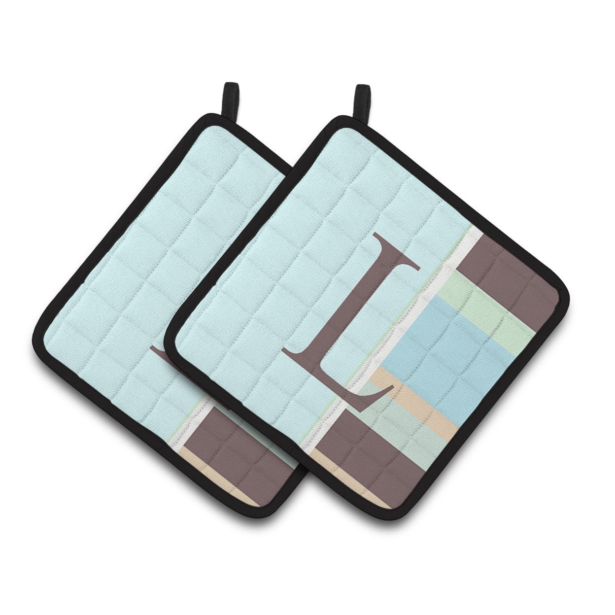 Letter L Initial Monogram - Blue Stripes Pair of Pot Holders - Walmart.com