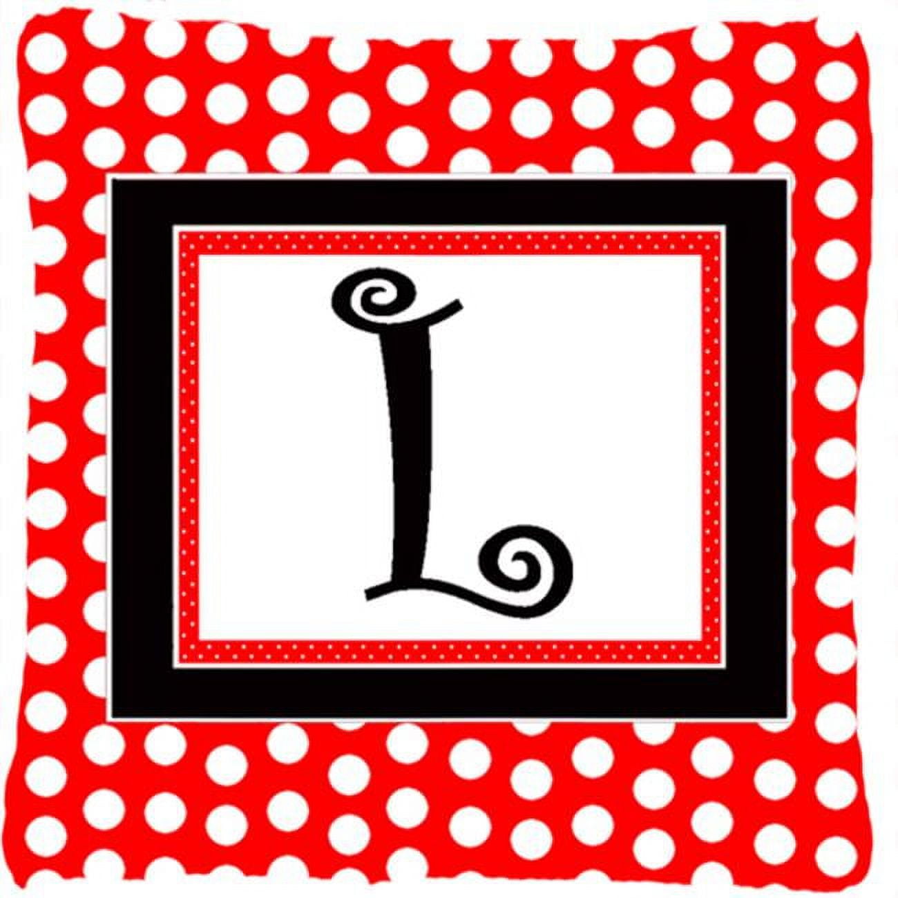 Letter L Initial Monogram - Red Black Polka Dots Decorative Indoor ...