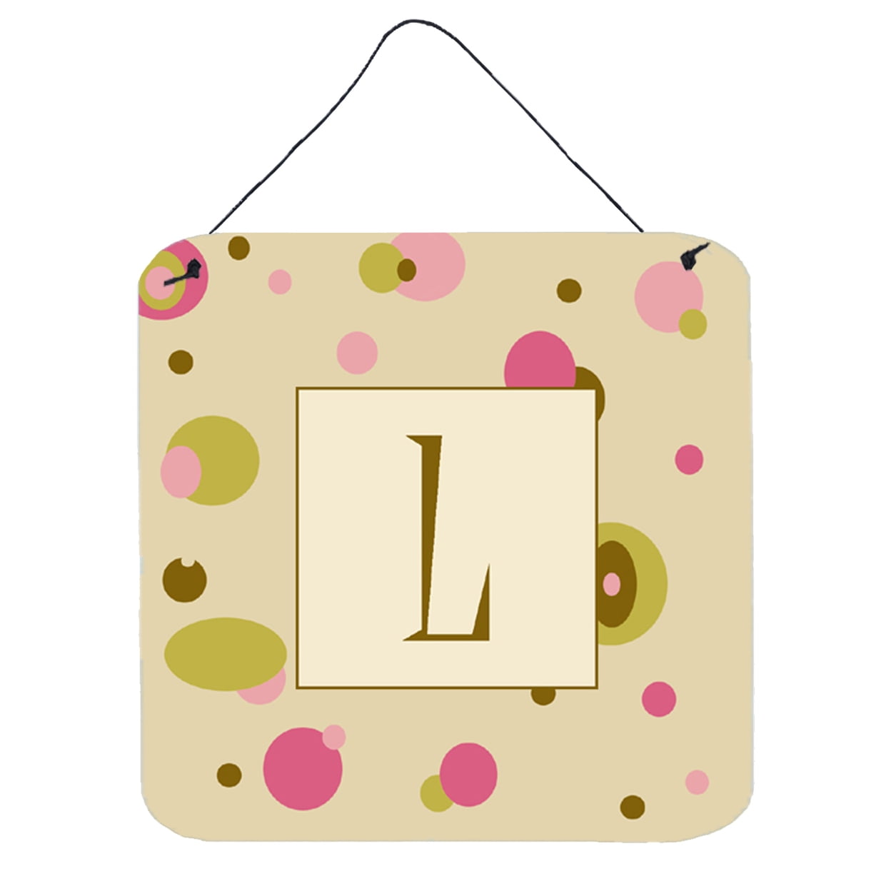 Letter L Initial Monogram - Tan Dots Wall or Door Hanging Prints ...