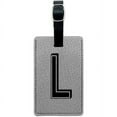 Letter L Initial Sprinkles Black White Leather Luggage ID Tag Suitcase ...
