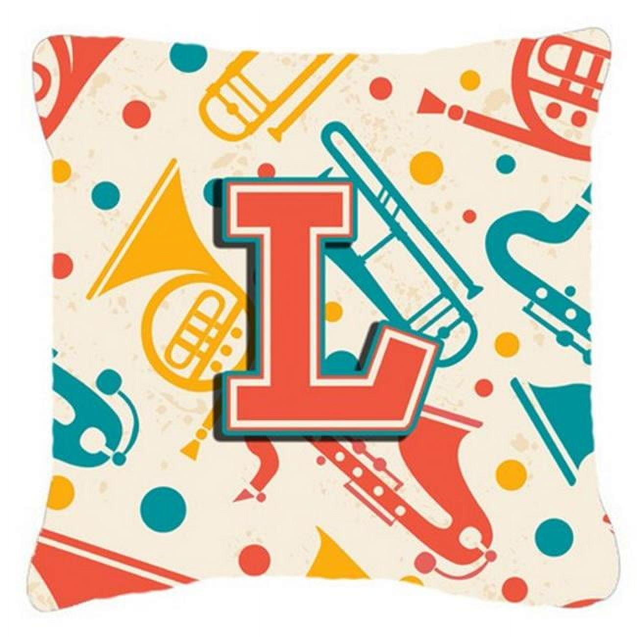Letter L Retro Teal Orange Musical Instruments Initial Canvas Fabric ...