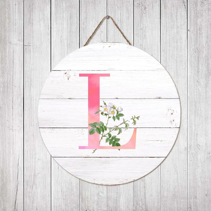 Letter L Round Wood Door Sign - Country Letter Welcome Sign, Bathroom ...