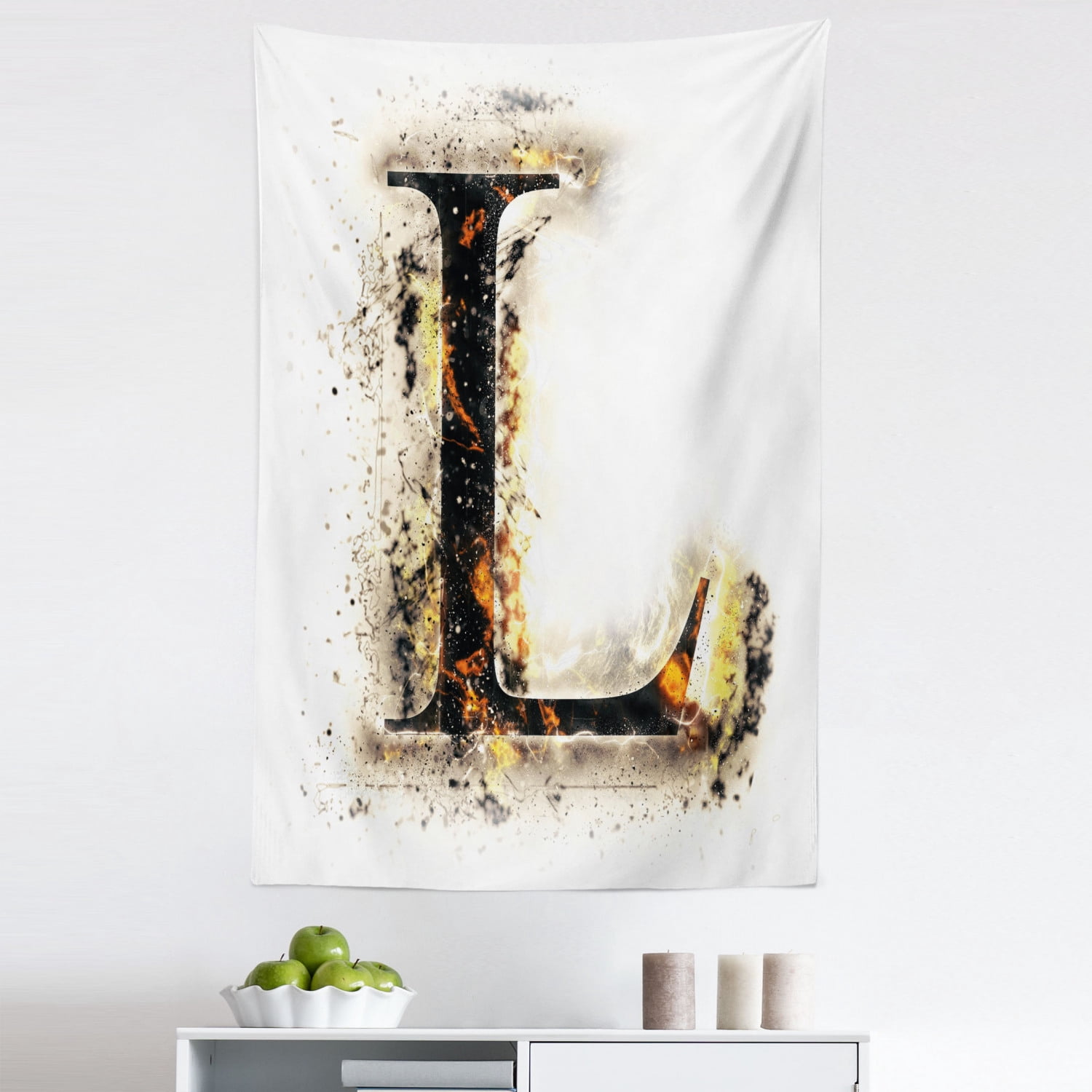 Letter L Tapestry, Letter Capital L Alphabet Blazing Scorched ...